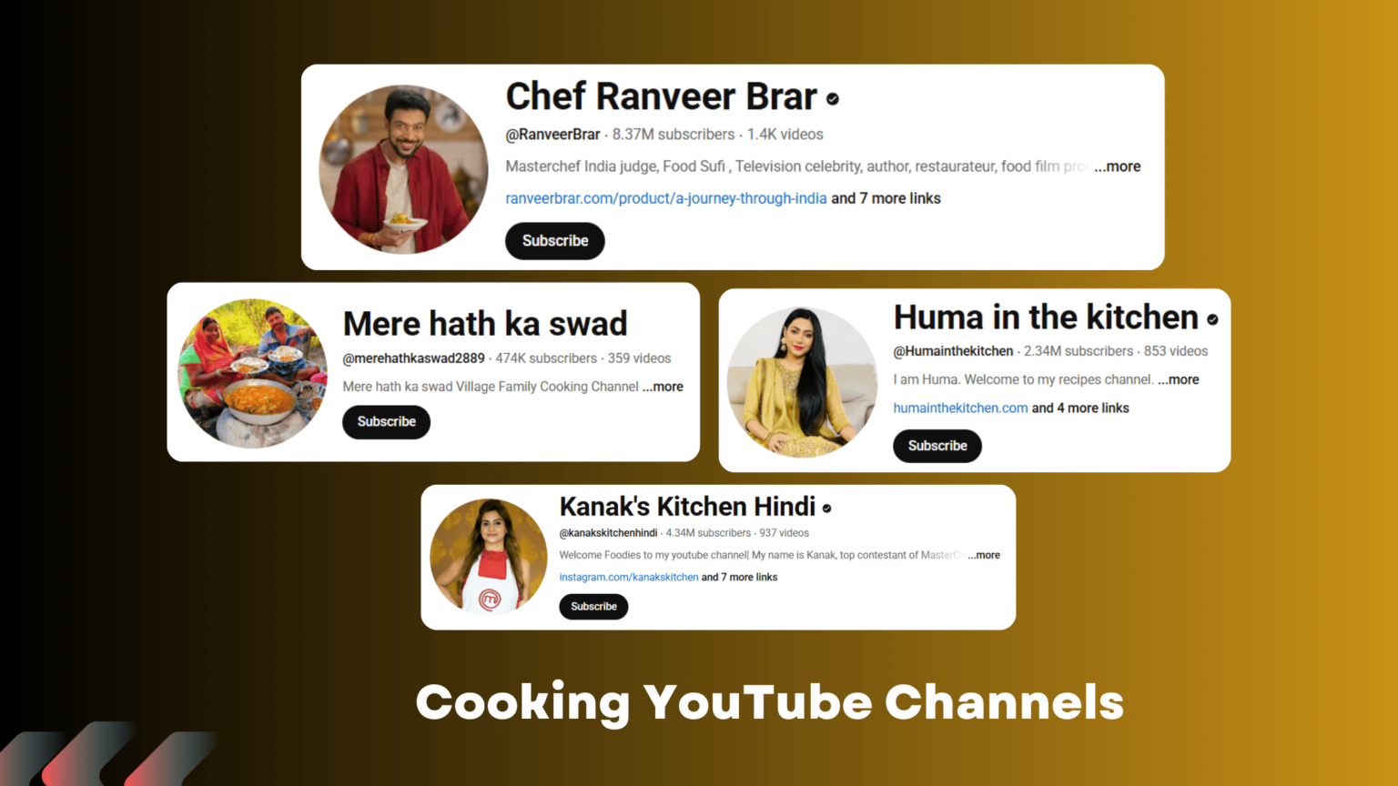 Top 12 Cooking YouTube Channels in India